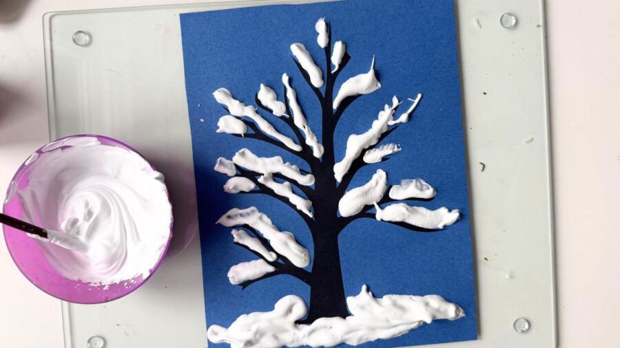 Puffy Paint Winter Tree Craft - Happy Toddler Playtime
