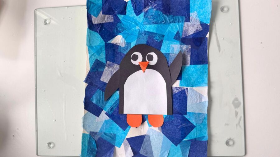 Tissue Paper Winter Penguin Craft - Happy Toddler Playtime