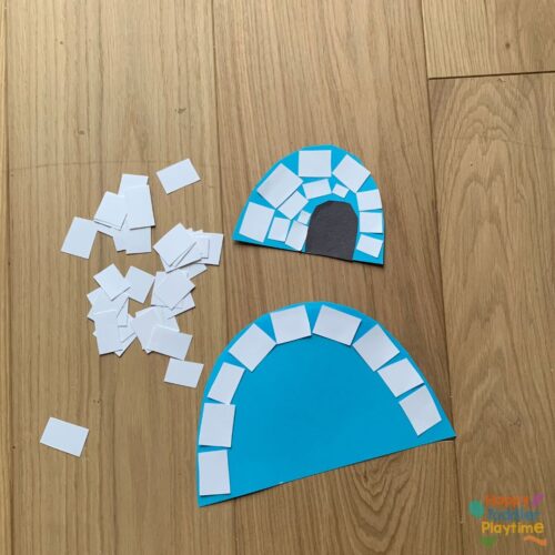 Paper Mosaic Igloo and Penguin Craft - Happy Toddler Playtime
