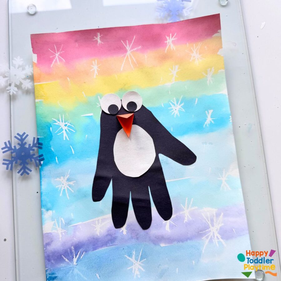 Handprint Penguin Craft - Happy Toddler Playtime