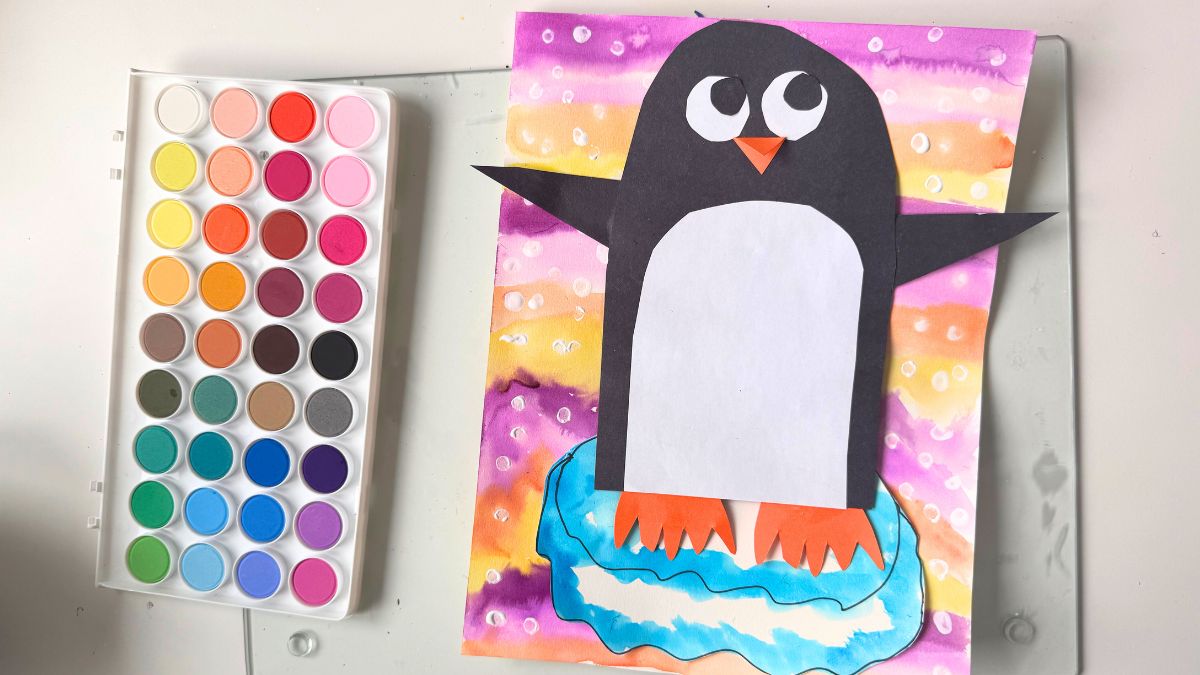 Penguin on an Iceberg Penguin Craft - Happy Toddler Playtime