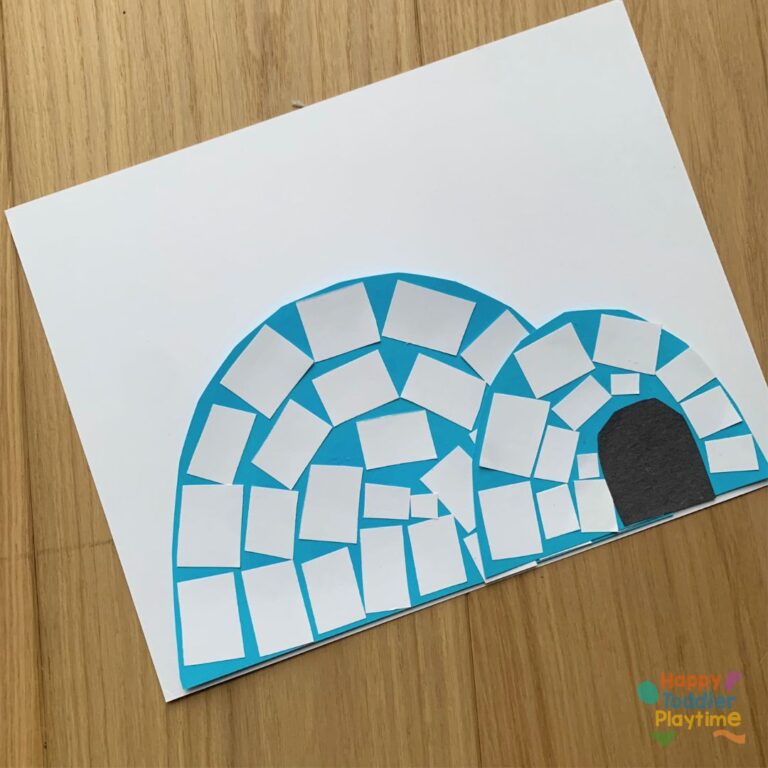 Paper Mosaic Igloo and Penguin Craft - Happy Toddler Playtime