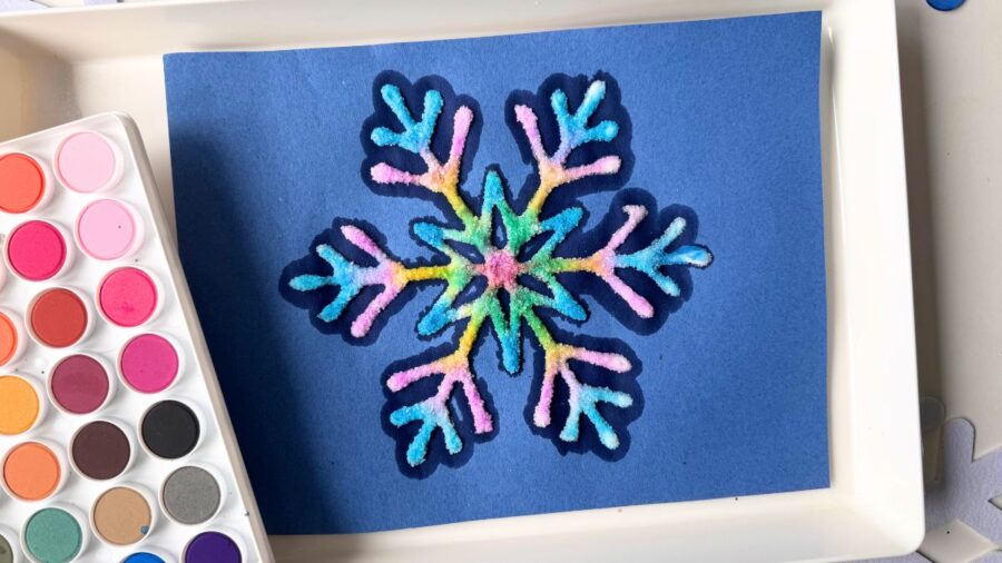 Salt Painted Snowflake Craft - Happy Toddler Playtime