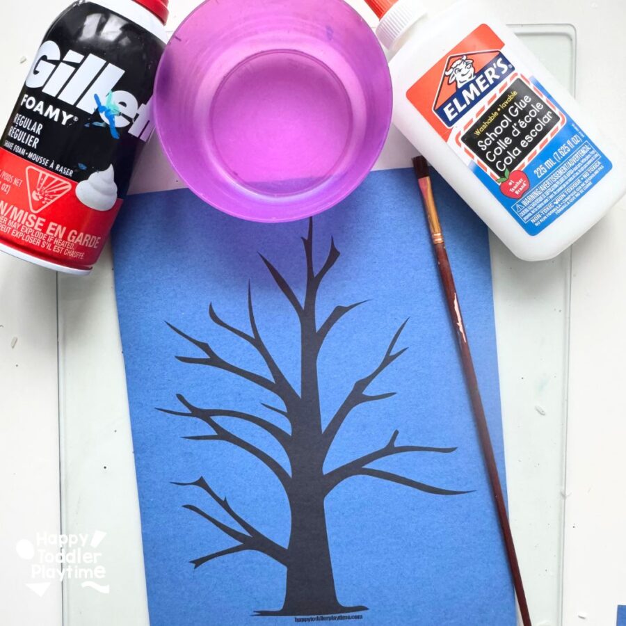 Puffy Paint Winter Tree Craft - Happy Toddler Playtime