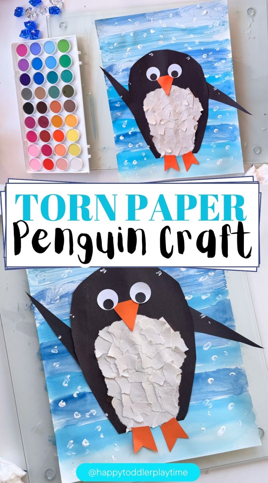 Torn Paper Penguin Craft - Happy Toddler Playtime