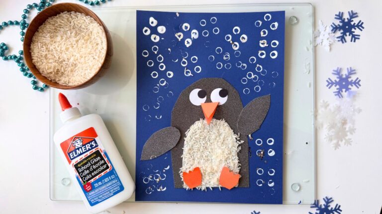 Sensory Rice Penguin Craft - Happy Toddler Playtime