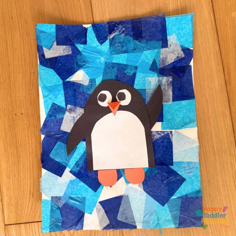 Tissue Paper Winter Penguin Craft - Happy Toddler Playtime