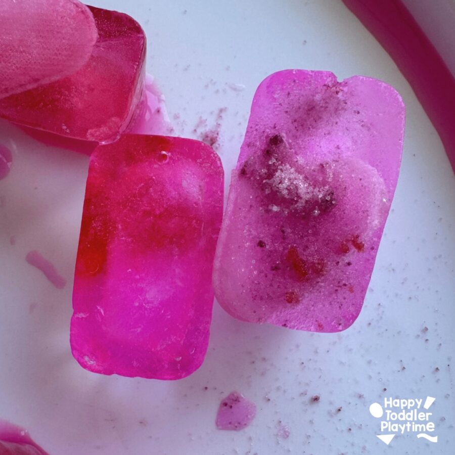 Ice & Salt Sensory Play for Valentine's Day - Happy Toddler Playtime