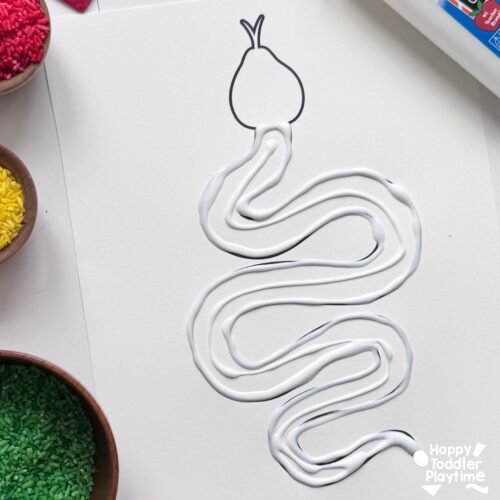 Sensory Rice Snake Craft - Happy Toddler Playtime