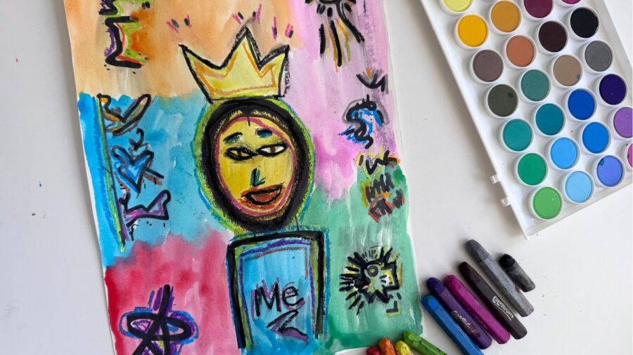 Jean-Michel Basquiat Self- Portrait Art Project for Kids w/ free printable - Happy Toddler Playtime