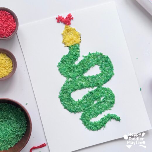 Sensory Rice Snake Craft - Happy Toddler Playtime