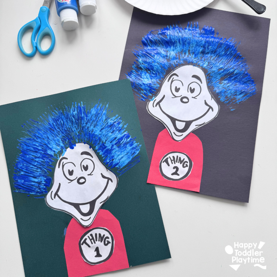 Fork Painted Thing 1 and Thing 2 Craft - Happy Toddler Playtime