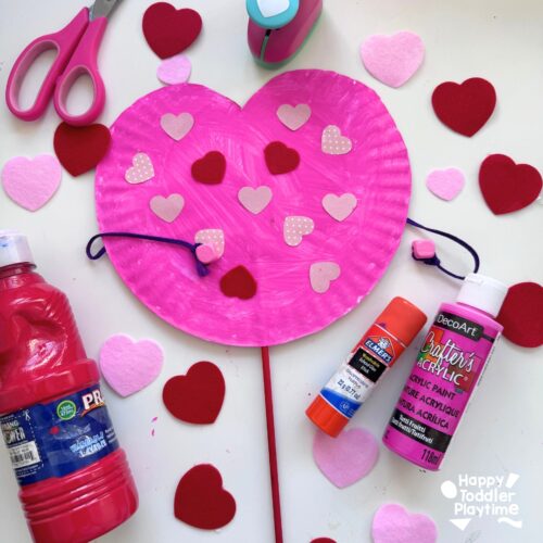 Heartbeat Hand Drum Craft for Valentine's Day - Happy Toddler Playtime