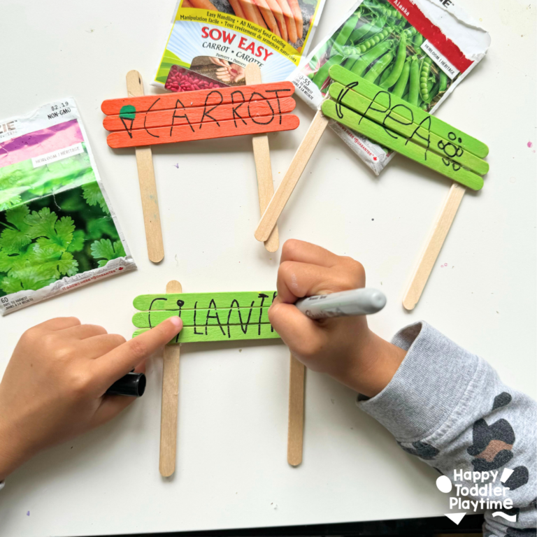 Popsicle Stick Garden Markers - Happy Toddler Playtime