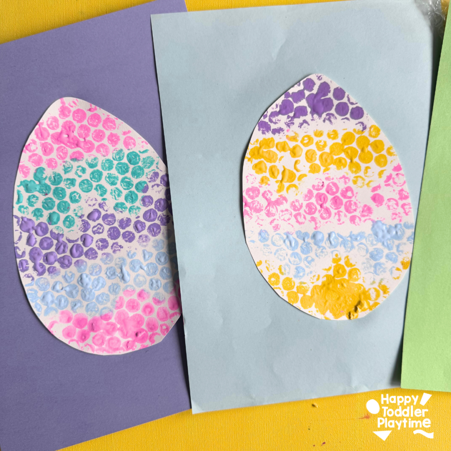 Bubble Wrap Painted Easter Egg Craft (with Free Egg Template) - Happy ...