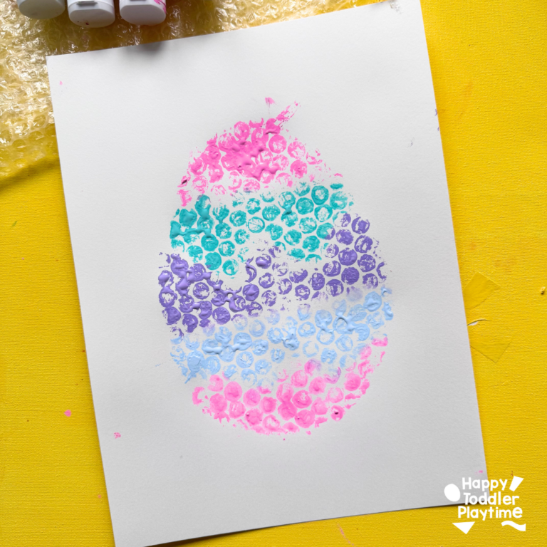 Bubble Wrap Painted Easter Egg Craft (with Free Egg Template) - Happy ...