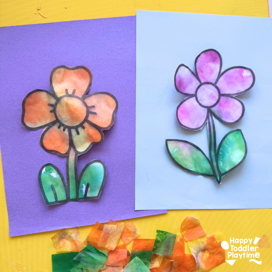 Bleeding Tissue Paper Flowers - Happy Toddler Playtime