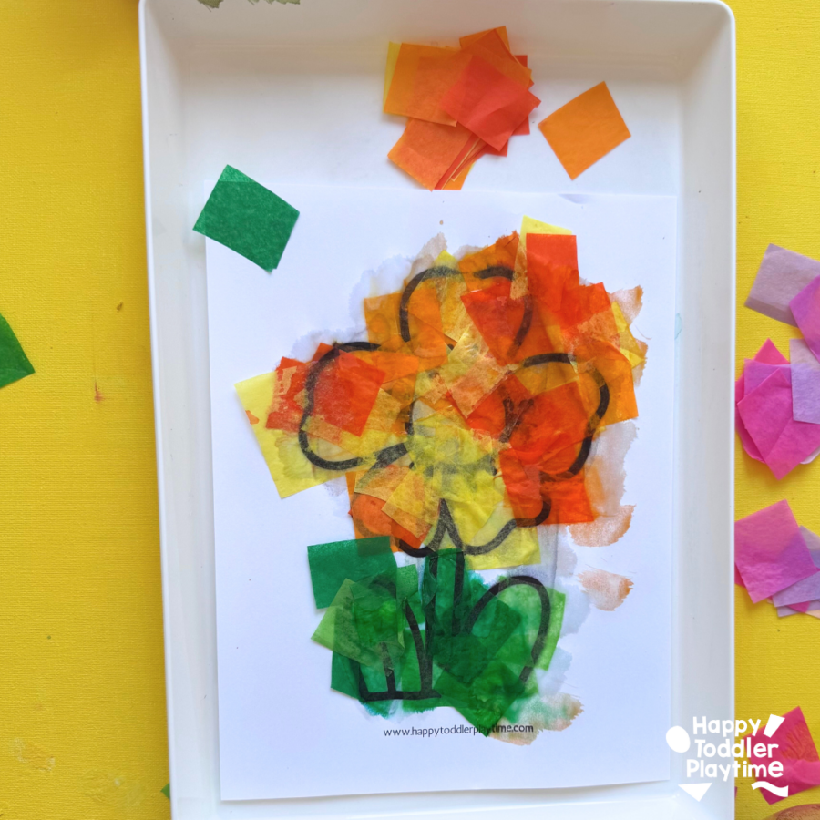 Bleeding Tissue Paper Flowers - Happy Toddler Playtime