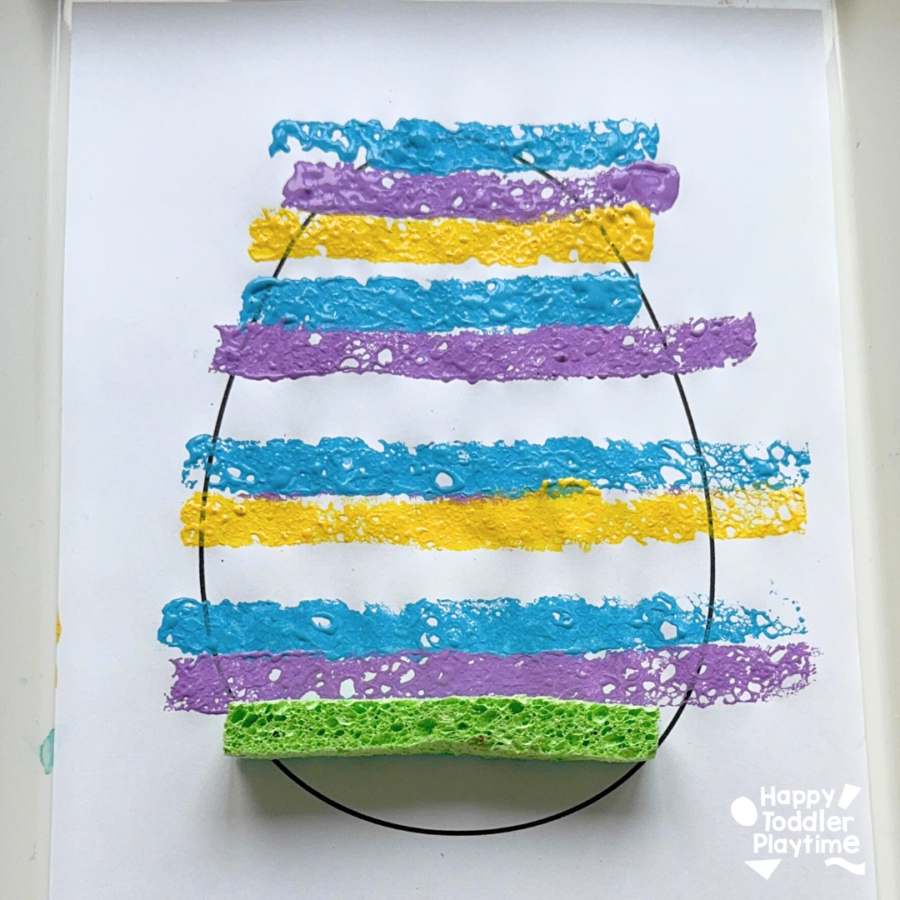 Sponge Painted Easter Egg Craft for Kids - Happy Toddler Playtime