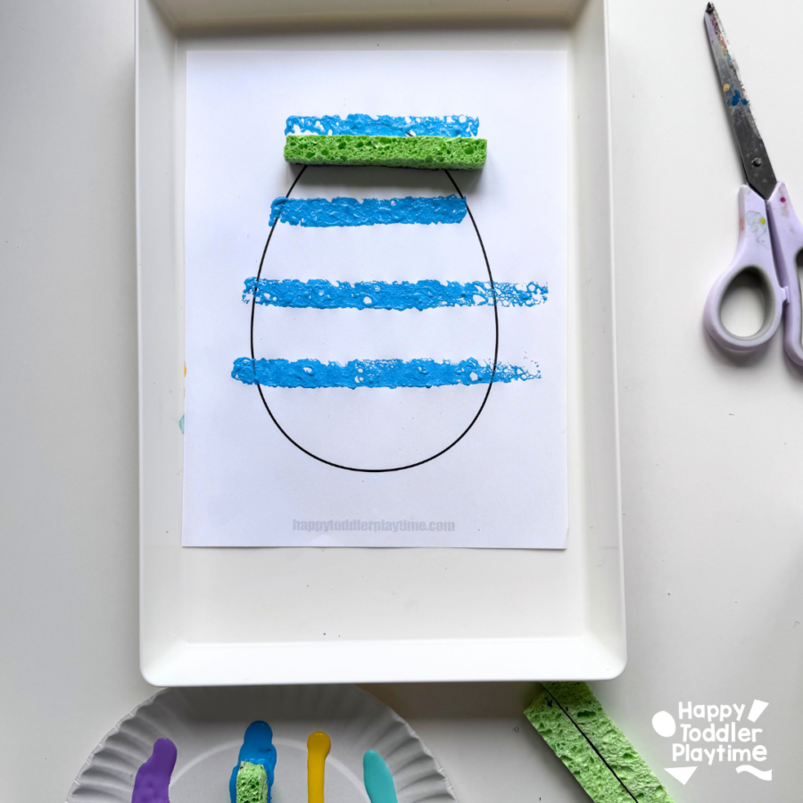 Sponge Painted Easter Egg Craft for Kids - Happy Toddler Playtime