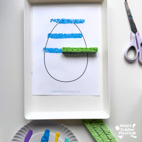 Sponge Painted Easter Egg Craft for Kids - Happy Toddler Playtime