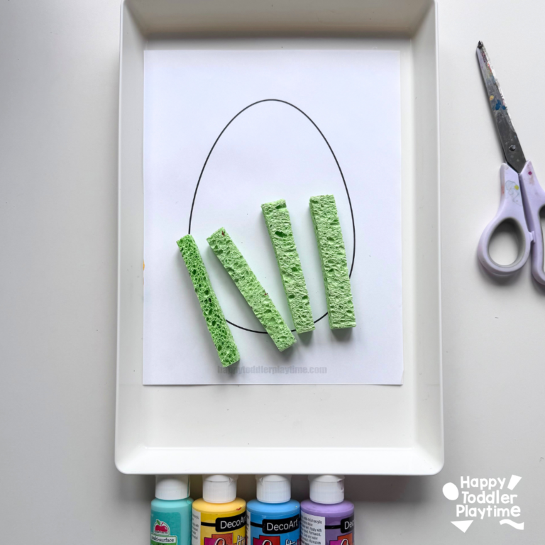 Sponge Painted Easter Egg Craft for Kids - Happy Toddler Playtime
