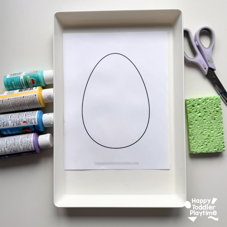 Sponge Painted Easter Egg Craft for Kids - Happy Toddler Playtime