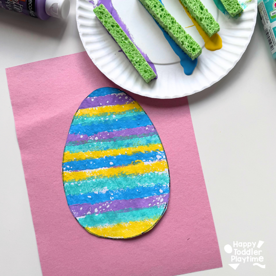 Sponge Painted Easter Egg Craft for Kids - Happy Toddler Playtime
