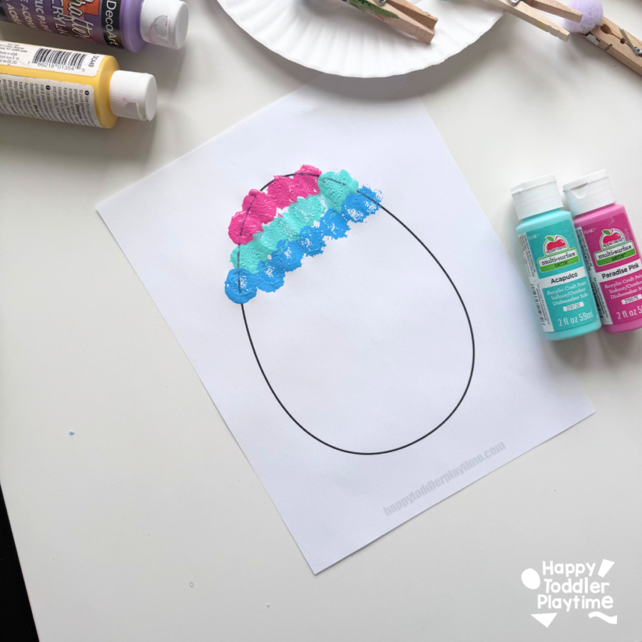 Pom Pom Painted Easter Egg Craft (with Free Egg Template) - Happy ...