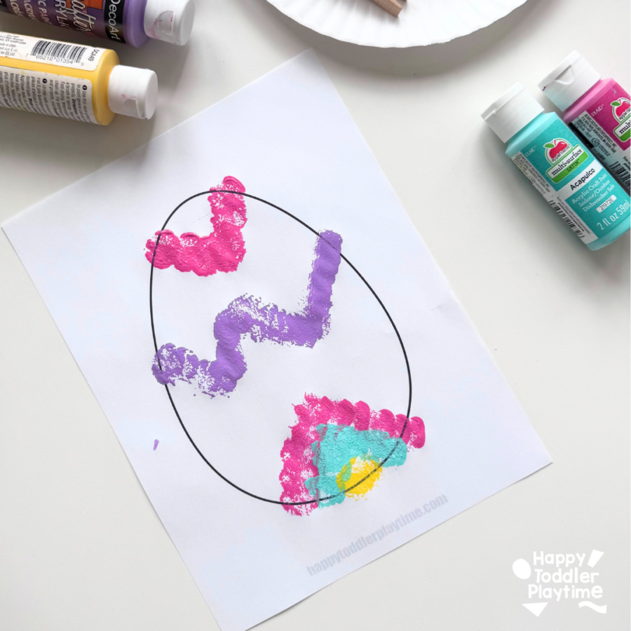 Pom Pom Painted Easter Egg Craft (with Free Egg Template) - Happy ...