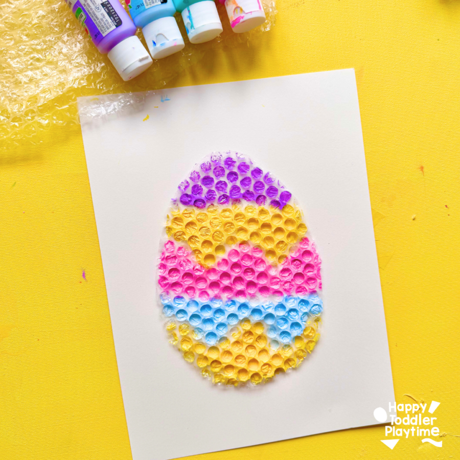 Bubble Wrap Painted Easter Egg Craft (with Free Egg Template) - Happy ...