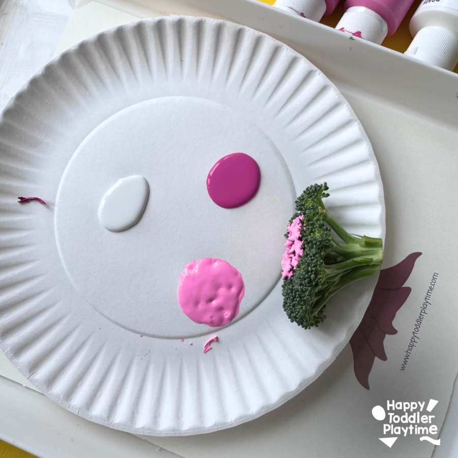 Broccoli Painted Cherry Blossom Craft - Happy Toddler Playtime