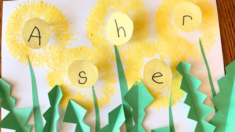 Fun Dandelion Name Craft for Preschoolers - Happy Toddler Playtime