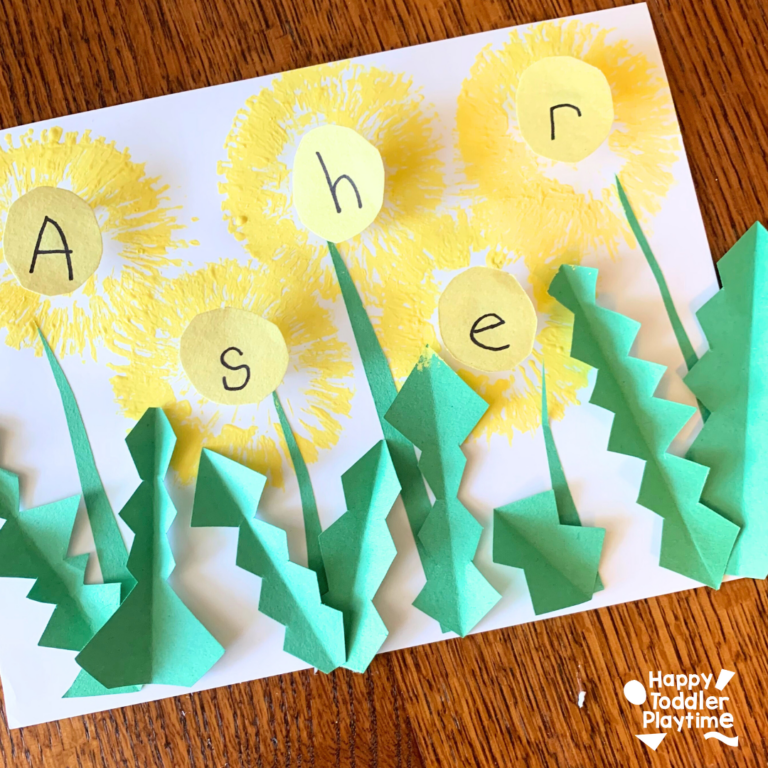 Fun Dandelion Name Craft for Preschoolers - Happy Toddler Playtime