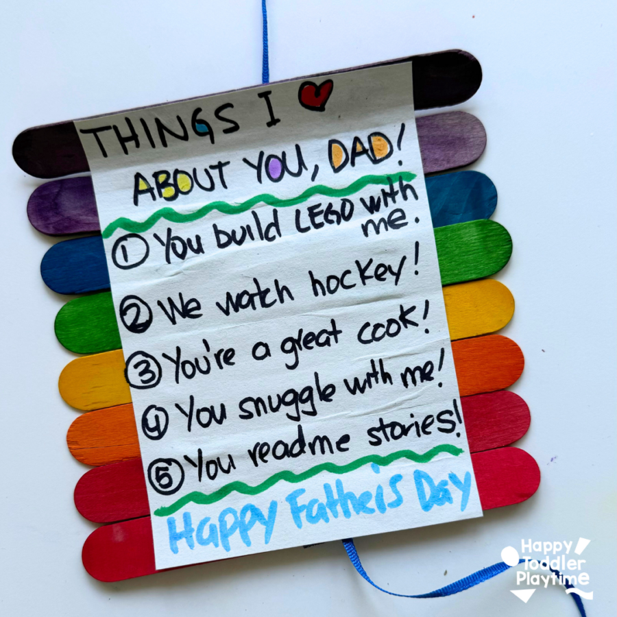 Things I Love About You, Dad! Popsicle Stick Craft - Happy Toddler Playtime