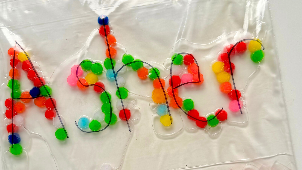 Pom Pom Name Sensory Bag - Happy Toddler Playtime
