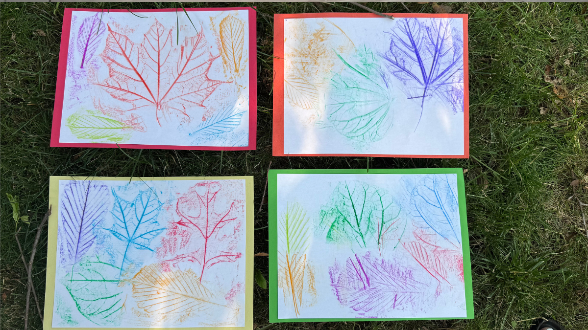 Leaf Rubbing Collage - Happy Toddler Playtime