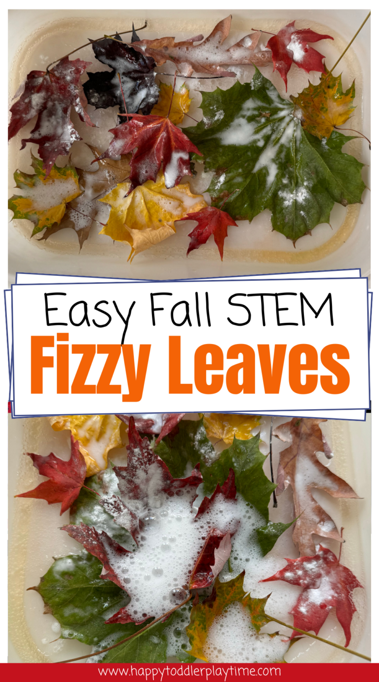 Fizzy Leaves: Fall Sensory and STEM Activity - Happy Toddler Playtime