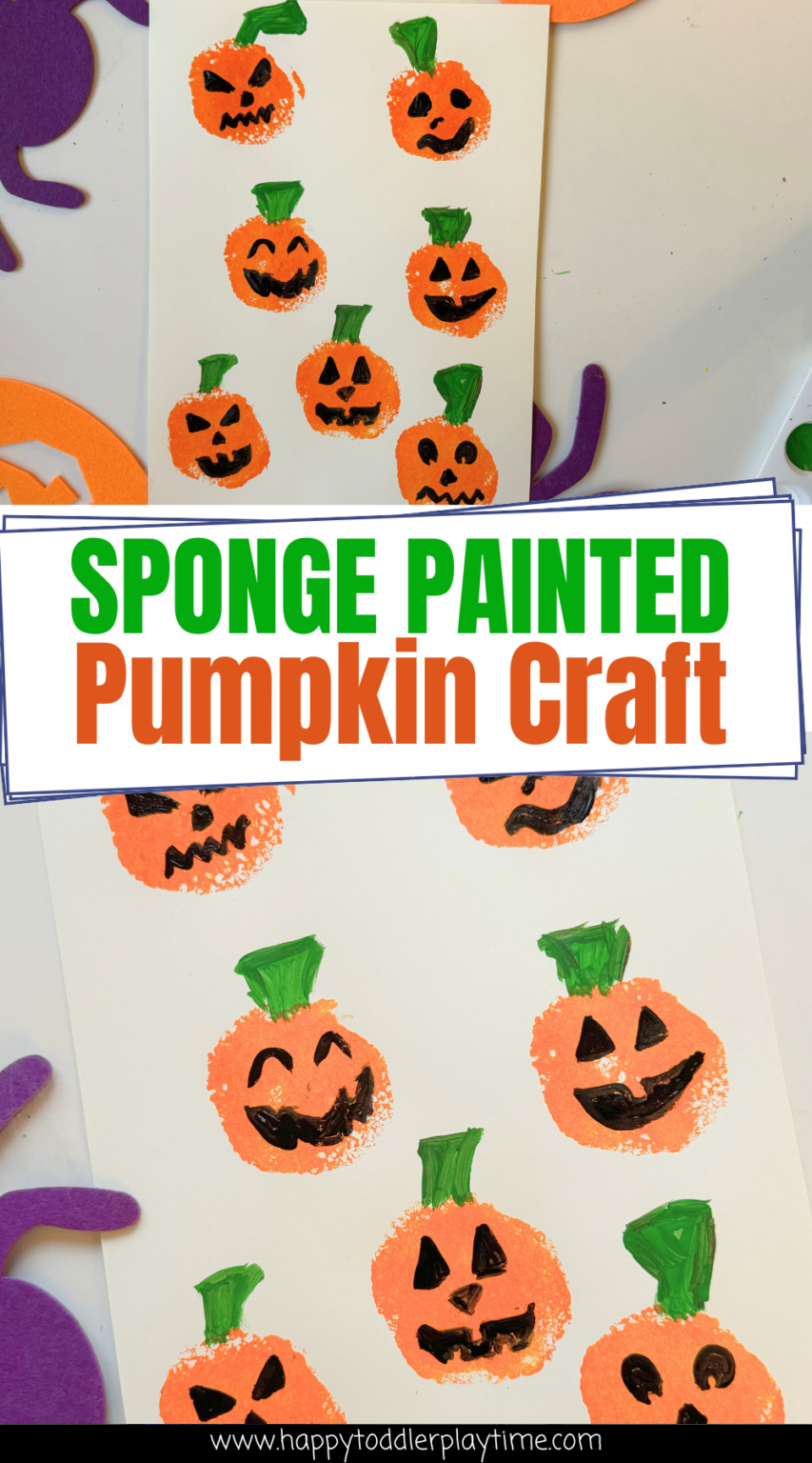 Sponge Painted Pumpkin Craft - Happy Toddler Playtime