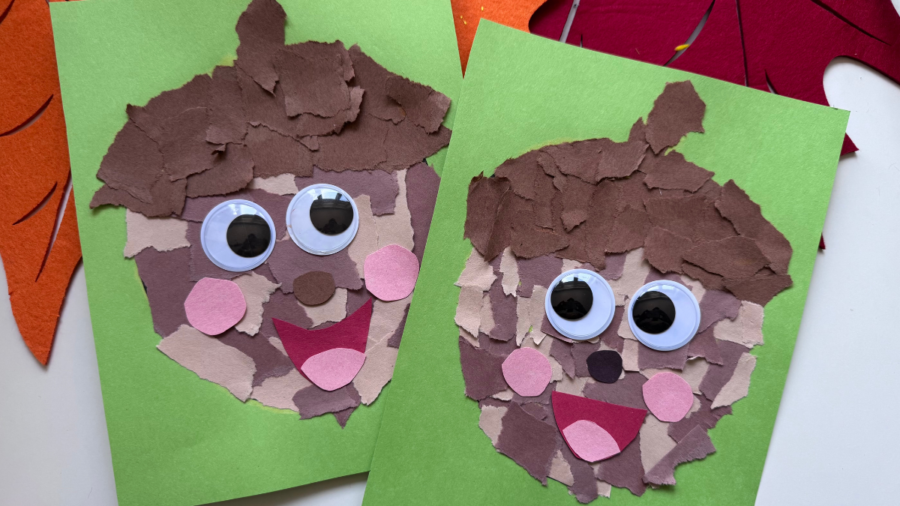 Torn Paper Acorn Craft with Free Acorn Template - Happy Toddler Playtime