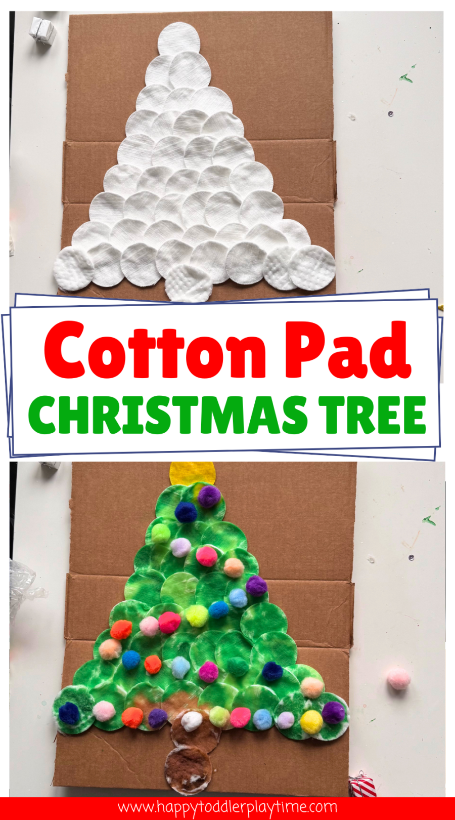 Cotton Pad Christmas Tree - Happy Toddler Playtime
