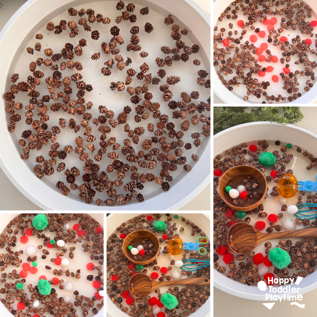 Pine Cone Sensory Bin - Happy Toddler Playtime