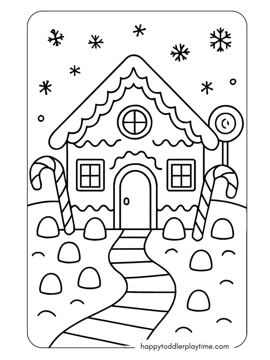Gingerbread House Coloring Pages (Free Printable) - Happy Toddler Playtime