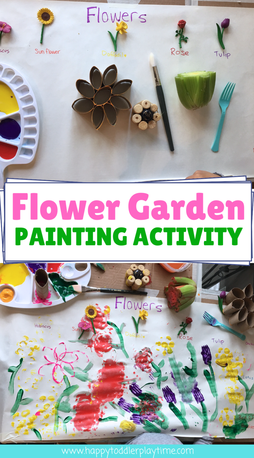 Flower Garden Painting Activity - Happy Toddler Playtime
