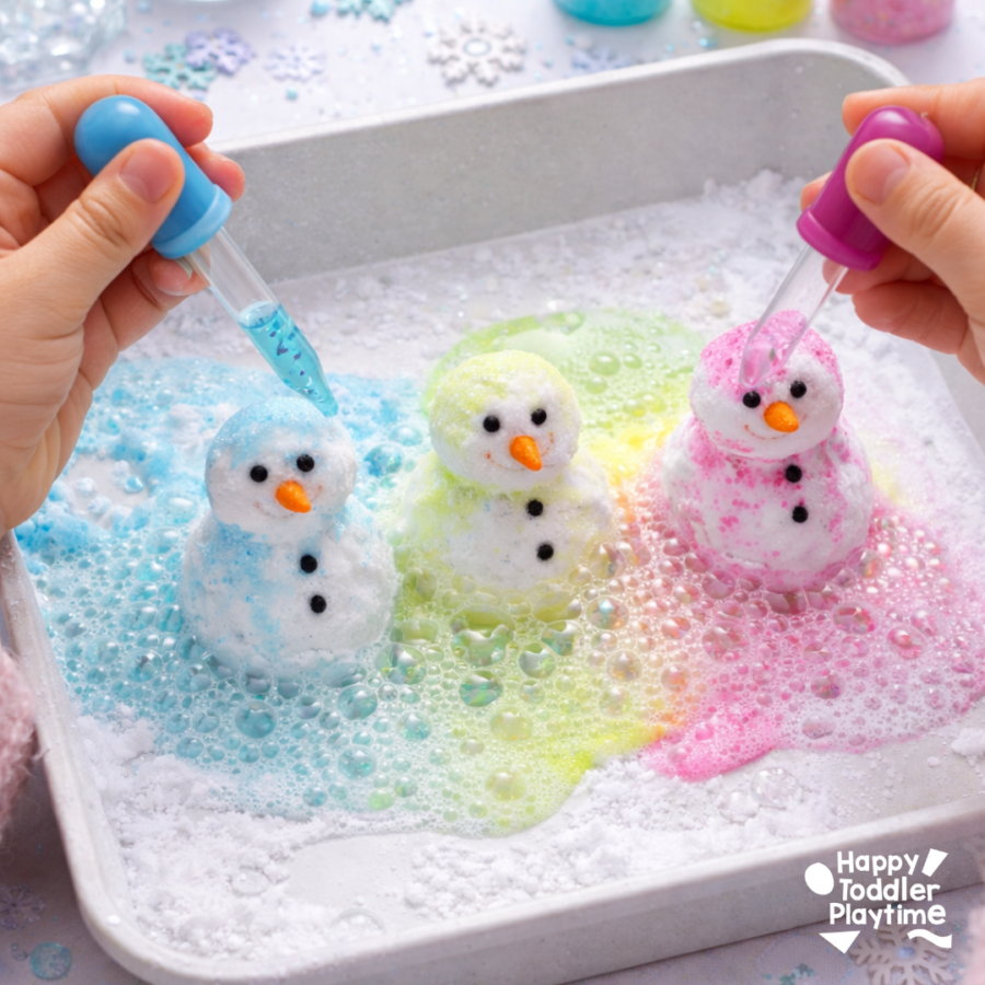 Melting Snowman Experiment - Happy Toddler Playtime