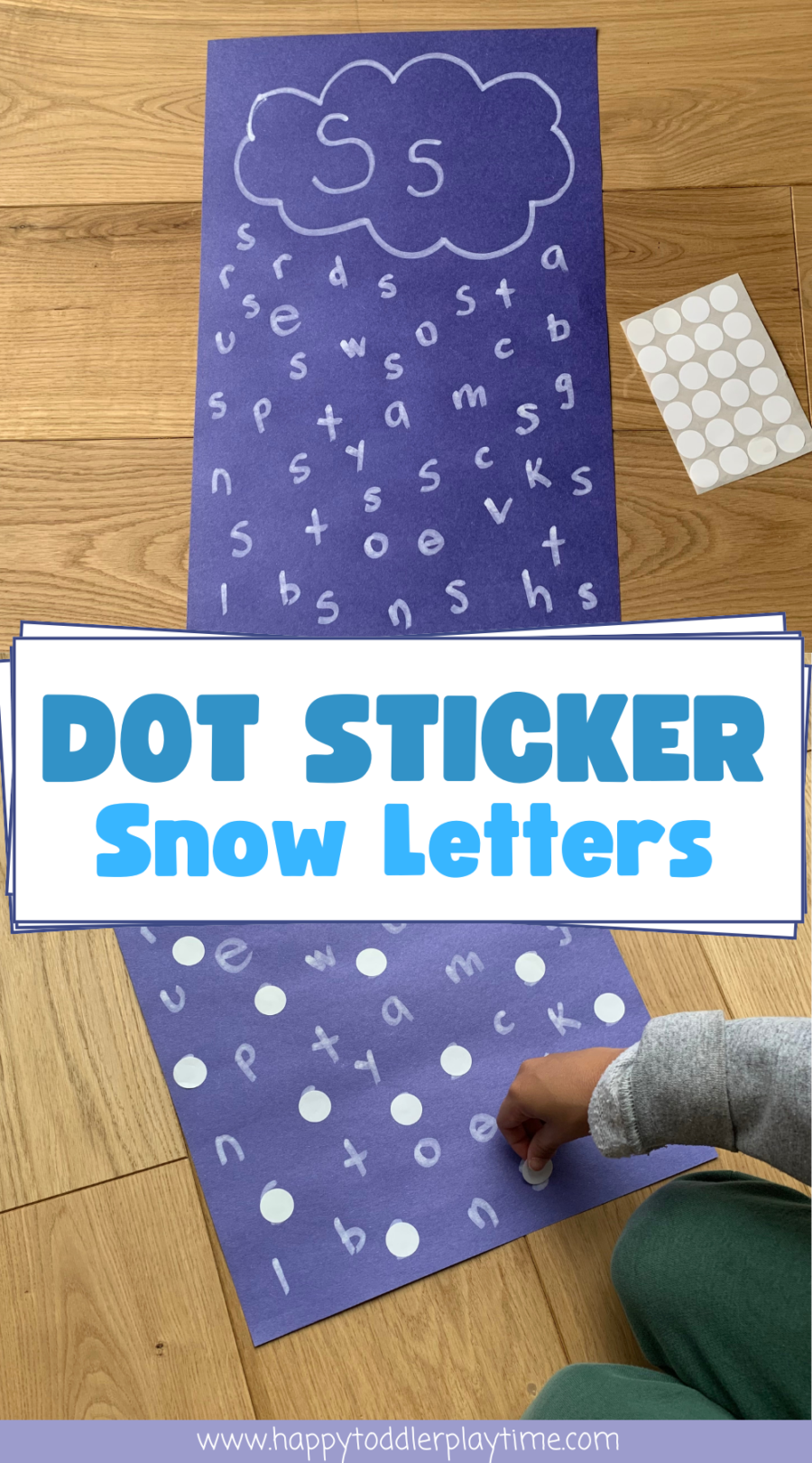 Dot Sticker Snow Letter Hunt - Happy Toddler Playtime