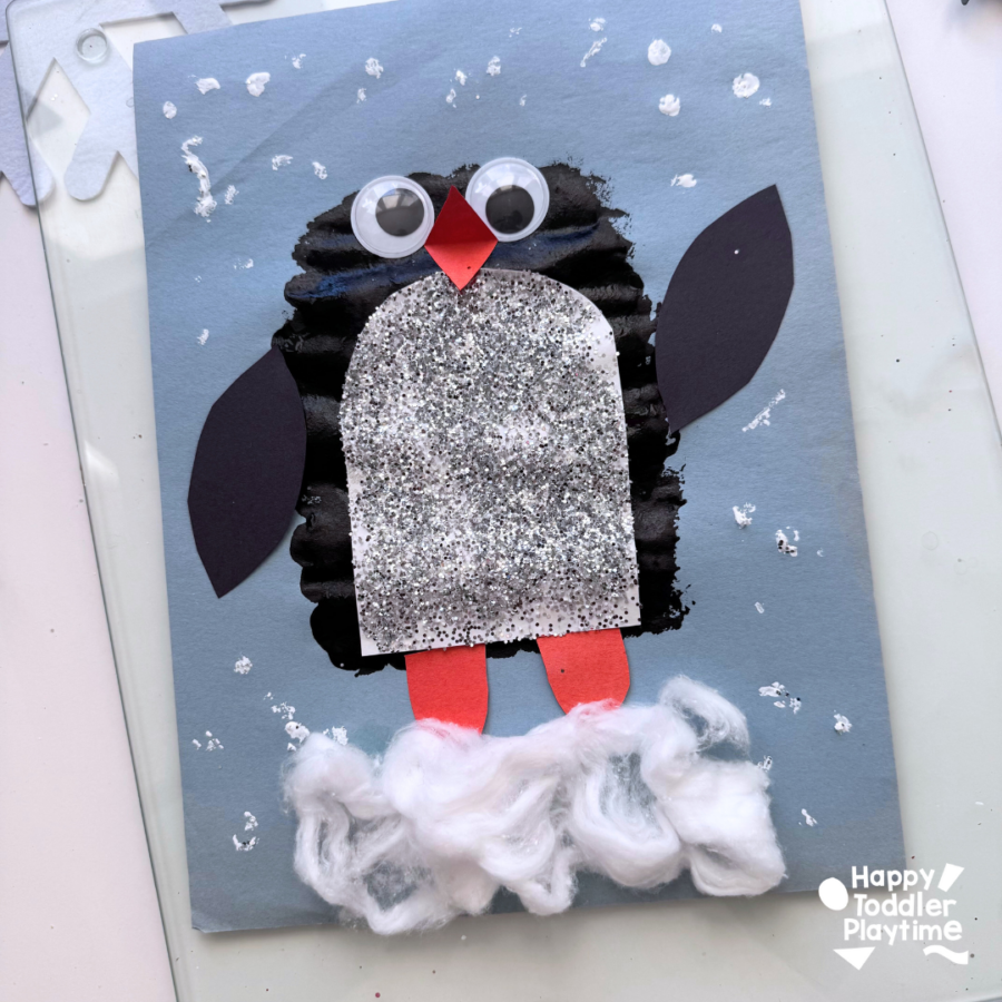 Pom Pom Painted Penguin Craft for Toddlers - Happy Toddler Playtime