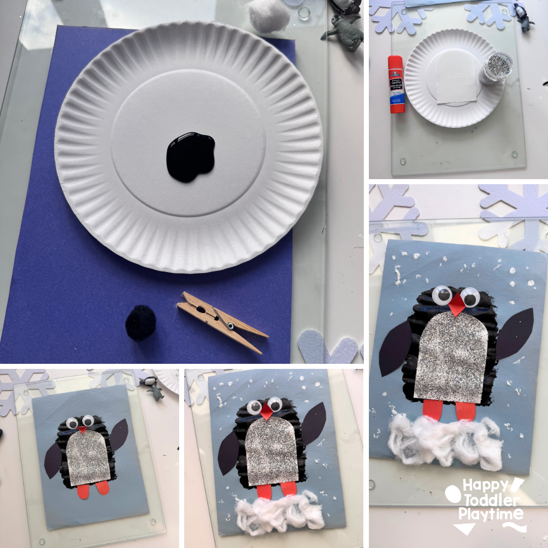 Pom Pom Painted Penguin Craft for Toddlers - Happy Toddler Playtime