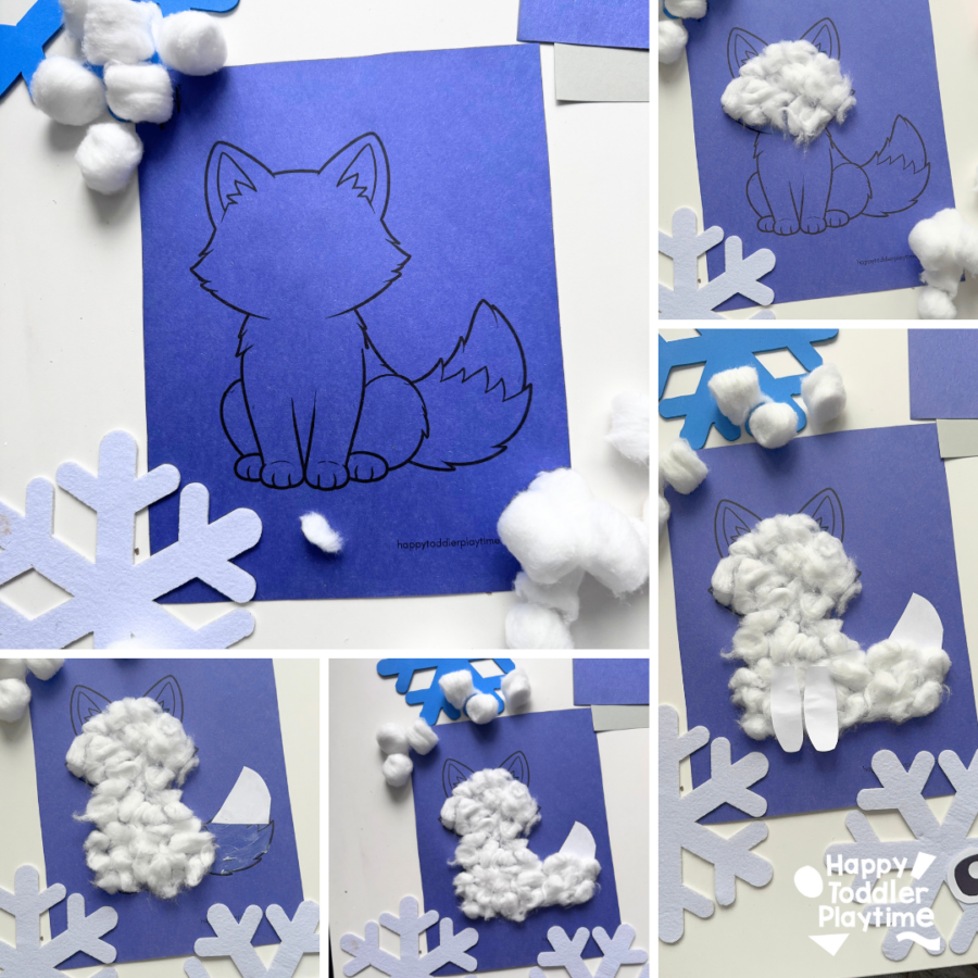 Cotton Ball Arctic Fox Craft - Happy Toddler Playtime