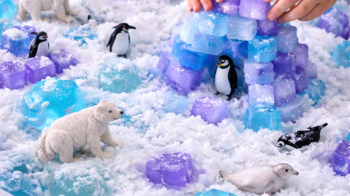 Build an Igloo Sensory Bin - Happy Toddler Playtime